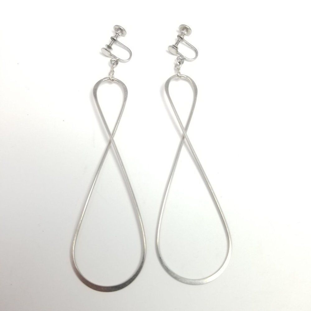 Vintage Long Infinity Symbol Dangle Clip On Earrings,… - Gem
